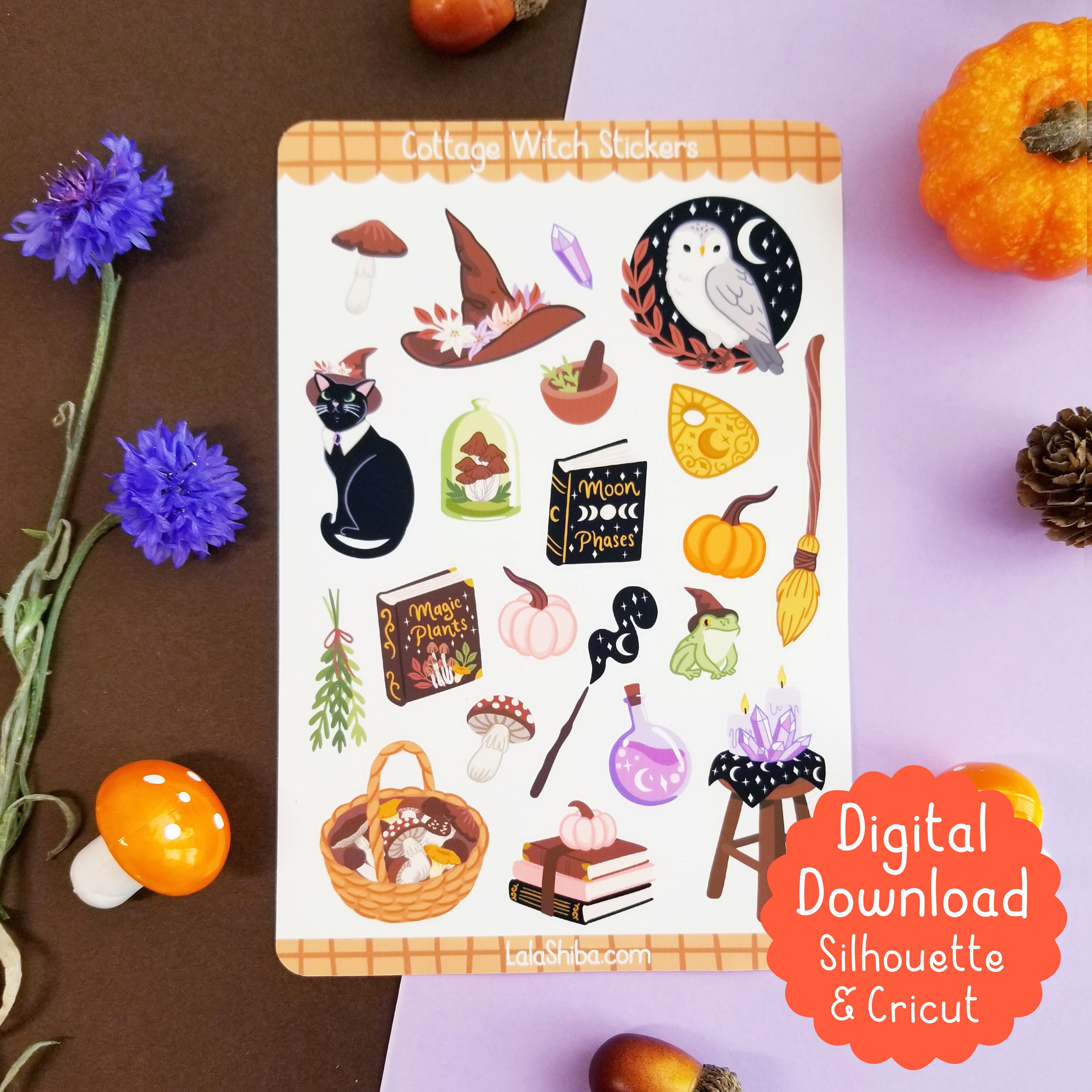Print and Cut Cottage Witch Planner Stickers – Lalashiba