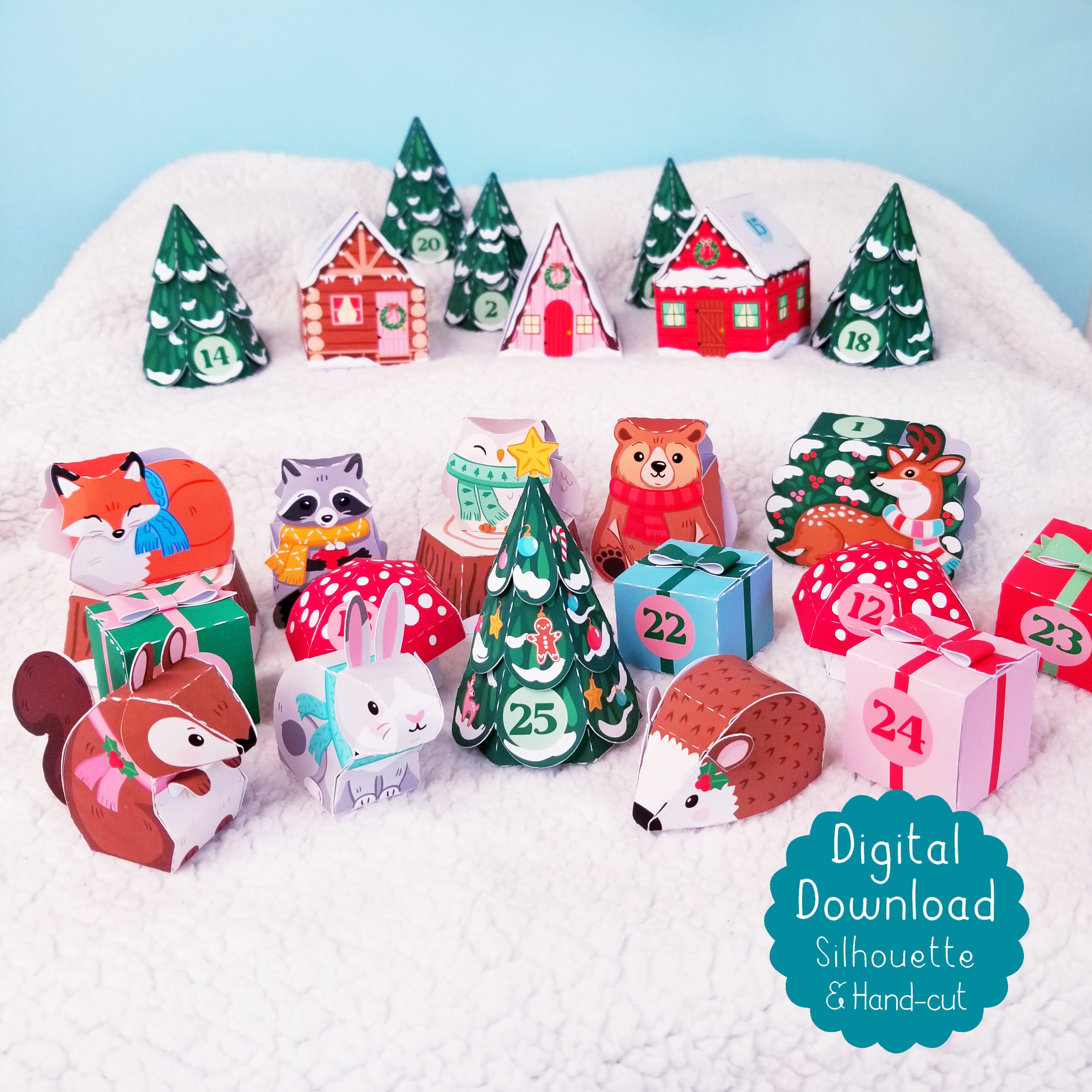 Christmas Woodland Print and Cut Advent Calender – Lalashiba