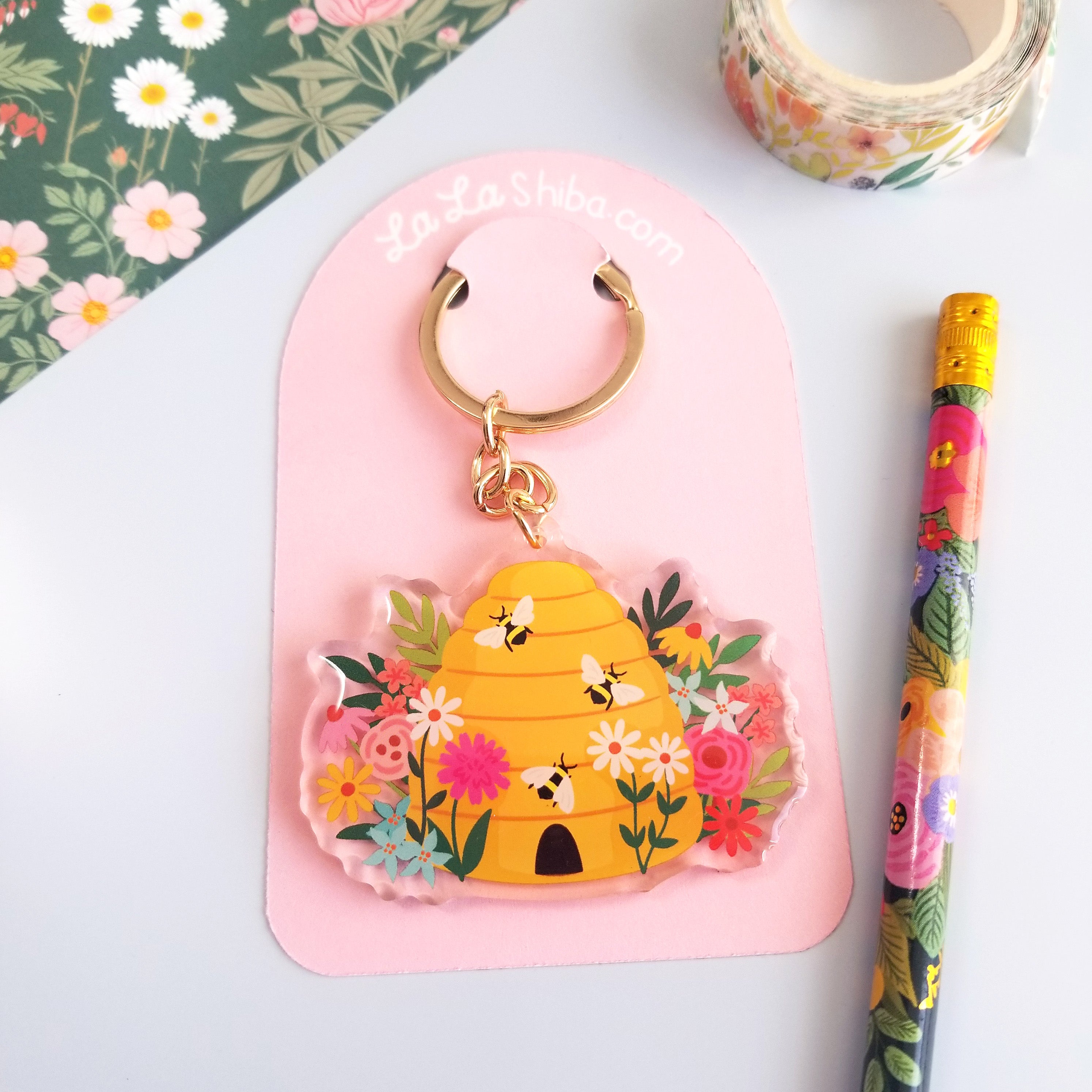 Bee Hive Acrylic Keychain – Lalashiba