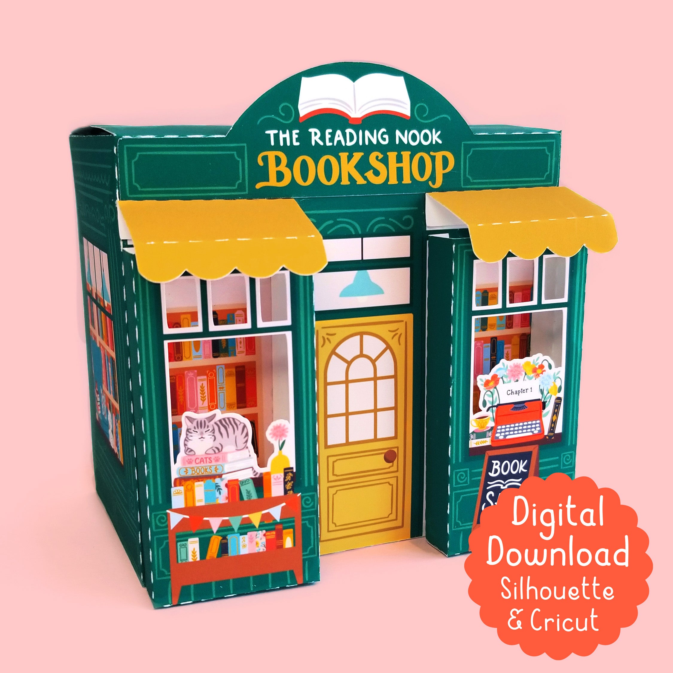 3D Book Shop Gift Box SVG for Silhouette and Cricut – Lalashiba