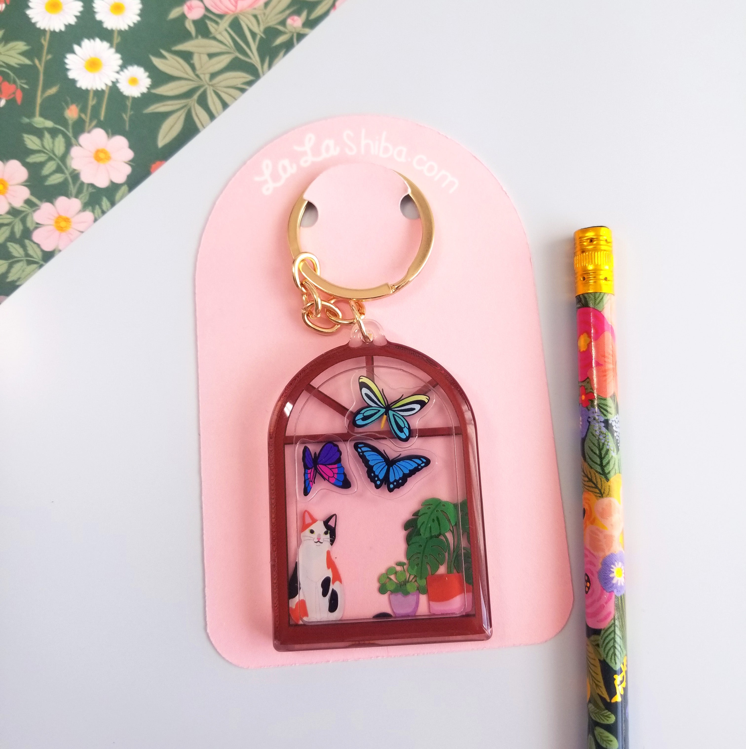 Kitty at the Window Acrylic Shaker Keychain – Lalashiba