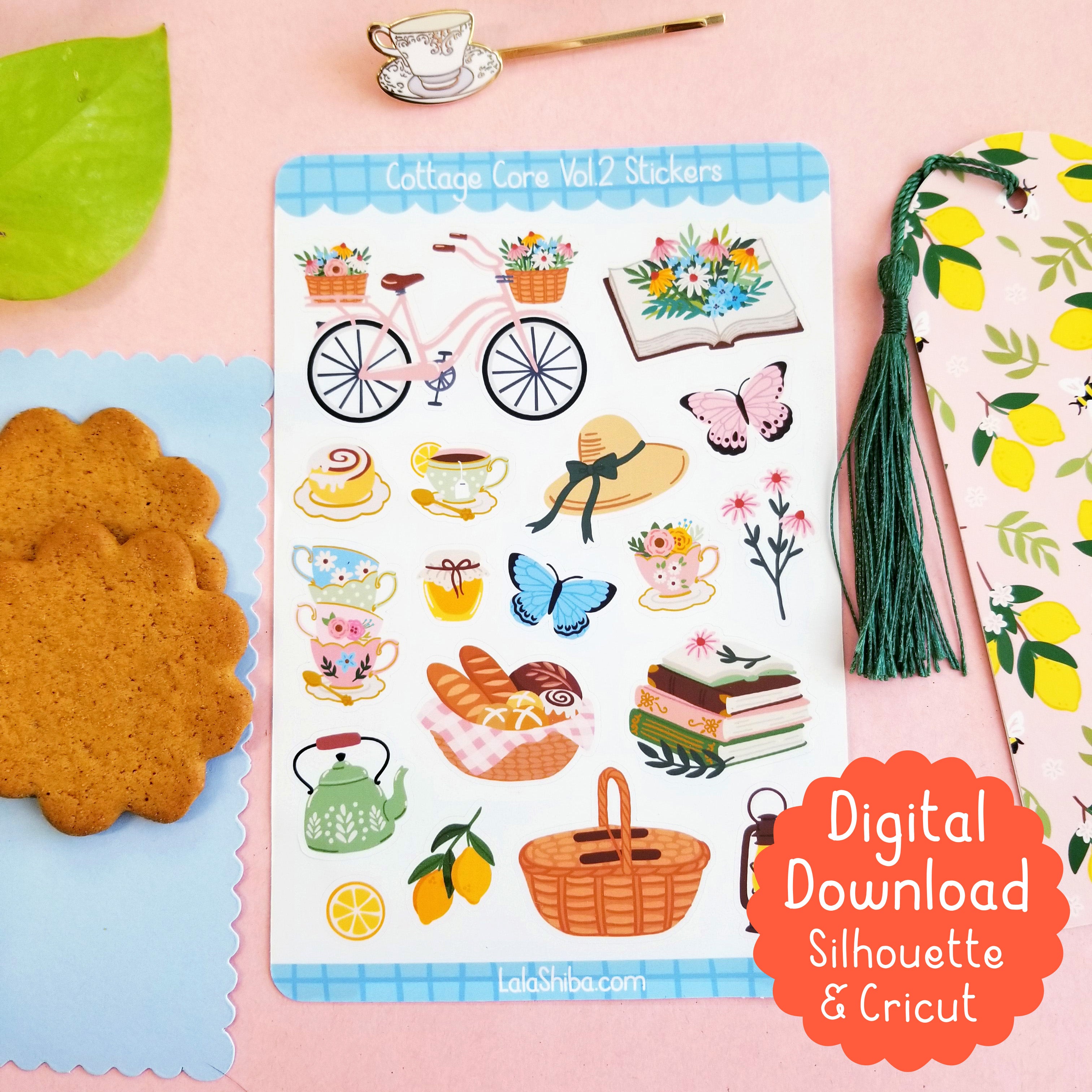 Print and Cut Cottage Core Planner Stickers Set 2 – Lalashiba