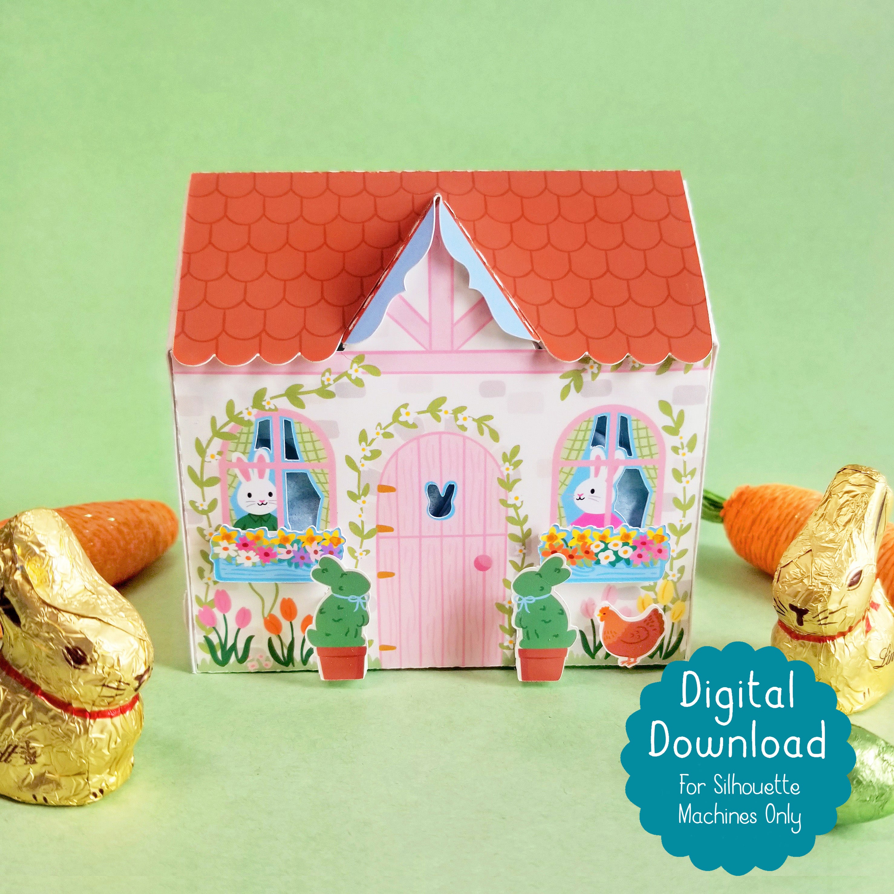 3D Bunny Cottage Print and Cut Gift Box for Silhouette Machines – Lalashiba